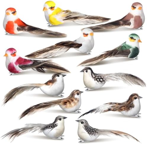 Amazon.com: Liliful 12 Pcs Artificial Bird Feathered Birds for ...