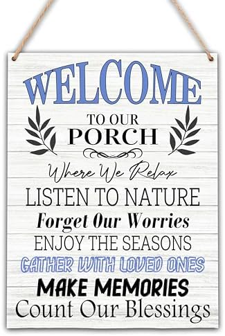 Amazon.com : Porch Rules Sign For Home Decor, Front Porch Wooden Sign ...
