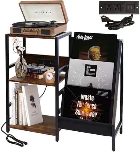 Amazon.com: melos Record Player Table, 3-Tier Record Player Stand with ...