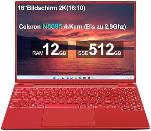 AOCWEI Laptop 16 Zoll 12GB RAM 512GB ROM Erweiterungen 2,5" 1 TB SSD ...