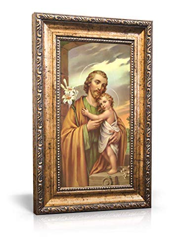 Traditional Image of St. Joseph - Framed Canvas 6 x 11 (Including Frame ...