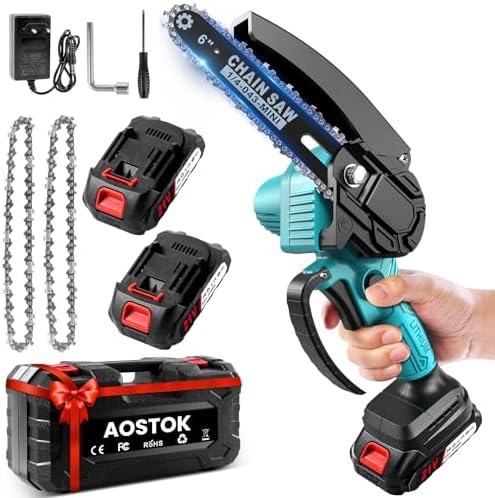 Mini Chainsaw-6 Inch Brushless Motor Cordless Chainsaw with 4000mAh ...