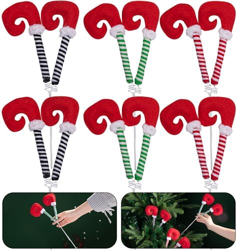 Amazon.com: idyllic Christmas Picks Elf Legs Boot Pick Striped Gold ...