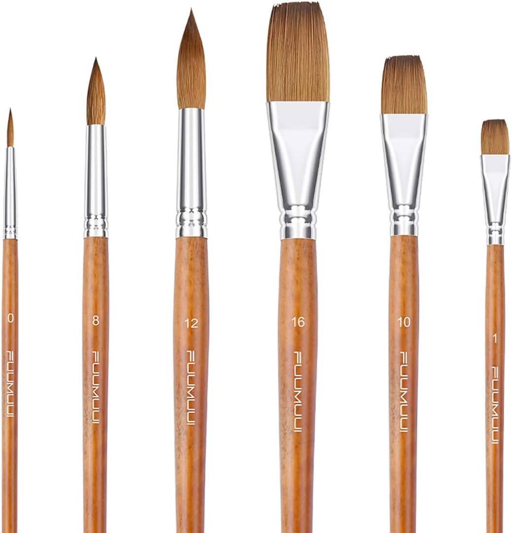 Amazon.com: Artist Paint Brushes - Red Sable Long Handle, Flat Paint ...