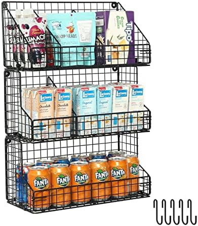 Amazon.com - 3 Tier Stackable Snack Organizers with 3 Divinder 5 Hooks ...