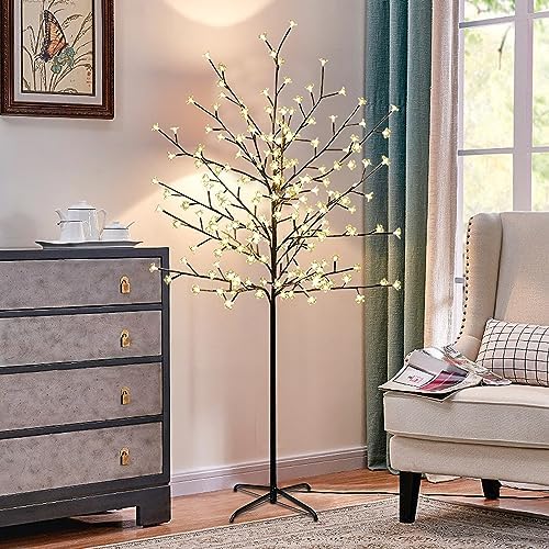 OKSTENCK 6.5FT 208 LED Cherry Blossom Tree, Lighted Artificial Tree for ...