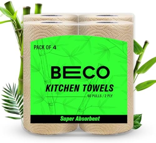 Beco Bamboo -2 Ply Kitchen Tissue/Towel Roll | 240 Pulls (60 pulls x 4 ...