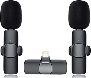Amazon.com: 2 Pack Professional Wireless Lavalier Microphone for iPhone ...