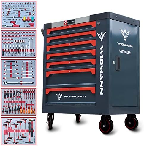 WIDMANN PROFESSIONELLE WERKZEUGE Tool Trolley Cabinet with Tools Steel ...