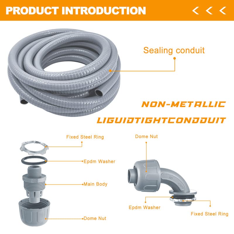 Snapklik.com : Wocloer Liquid-Tight Conduit - 3/4inch 75 Foot Flexible ...