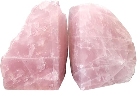Amazon.com: RXSTONES Natural Rose Quartz Bookends Decorative Crystal ...