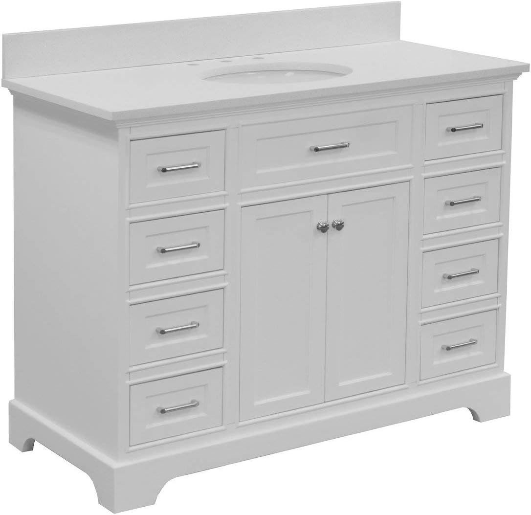 Aria 48-inch Bathroom Vanity (Quartz/White): Includes a White Cabinet ...