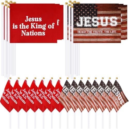 Amazon.com : TSMD Christian Jesus Cross Stick Flag Religious Small Mini ...