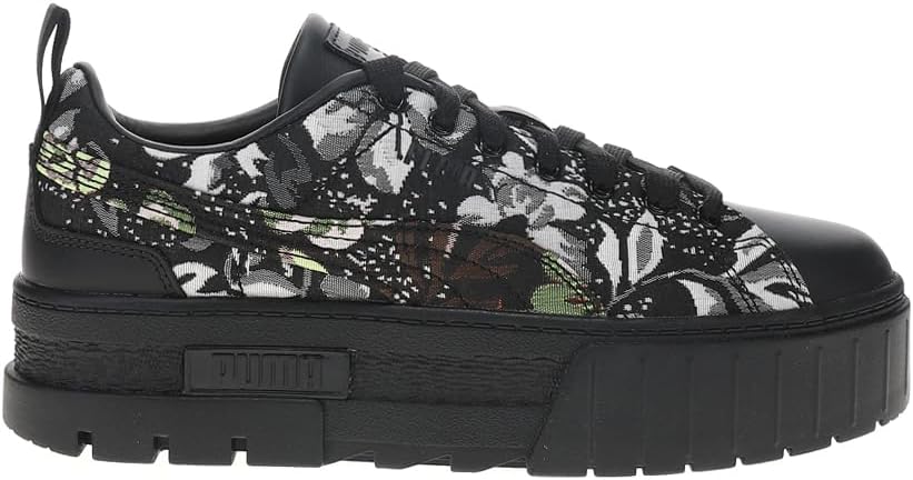 PUMA Womens Mayze Dark Floral Lace Up Sneakers Shoes Casual - Black