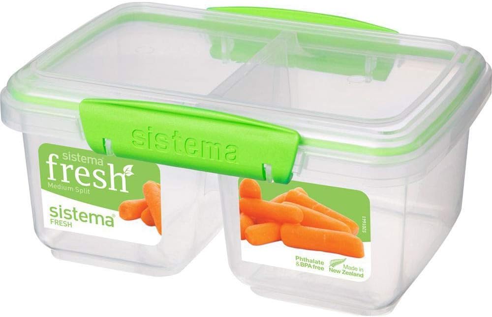 Sistema SI951620 Fresh Medium Split Food Container - 1L, Clear/Green ...