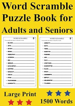 Word Scramble Puzzle Book for Adults and Seniors: Large Print |1500 ...
