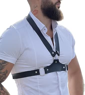 Amazon.com: Adjustable Men's Shoulder Armor Body Chest Harness Belt PU ...