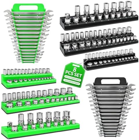 Amazon.com: 8 Piece Magnetic Socket Organizer Set, 1/4", 3/8", 1/2 ...