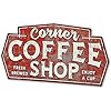 Amazon.com: Corner Coffee Shop Metal Sign - Large Vintage Wall Decor ...