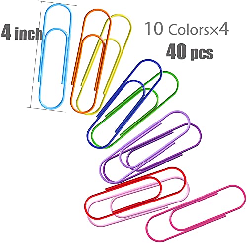 Lot de 40 trombones Jumbo de 10,2 cm - Revêtement en vinyle multicolore ...