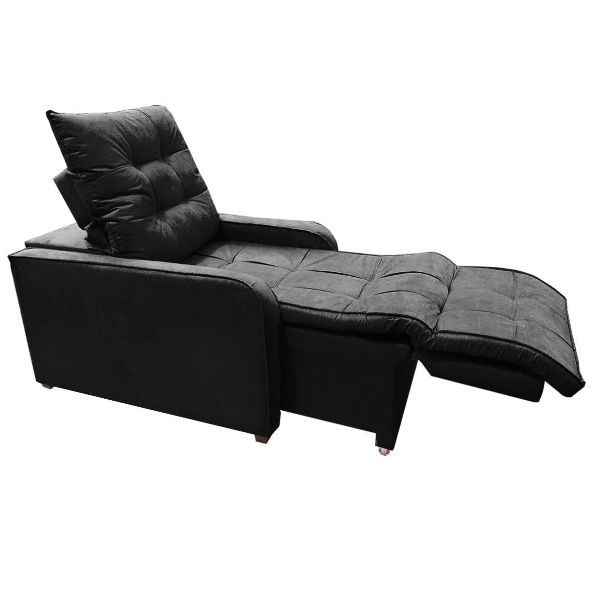 Poltrona Retratil e Reclinavel Com Rodape Regulavel Azera Preto ...