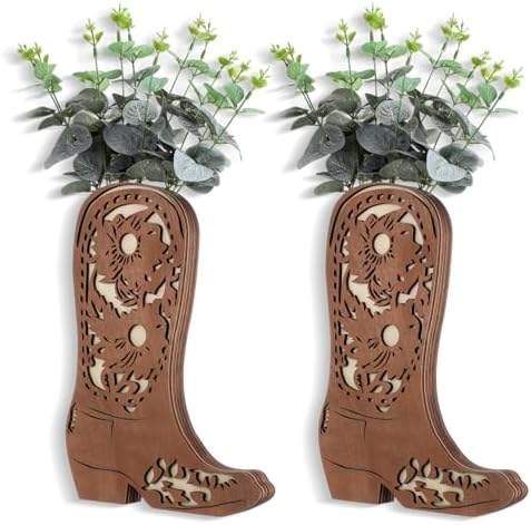 Amazon.com: Havawish 4 Pcs Wood Cowboy Boots Wall Planter for Indoor ...