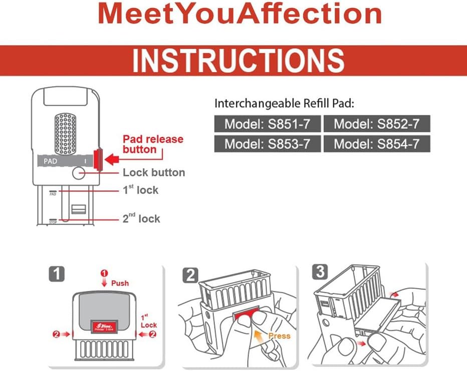 MeetYouAffection Shiny S852 AGOTADO for Standard Rubber Personalized Regular Stamp Self Inking ...