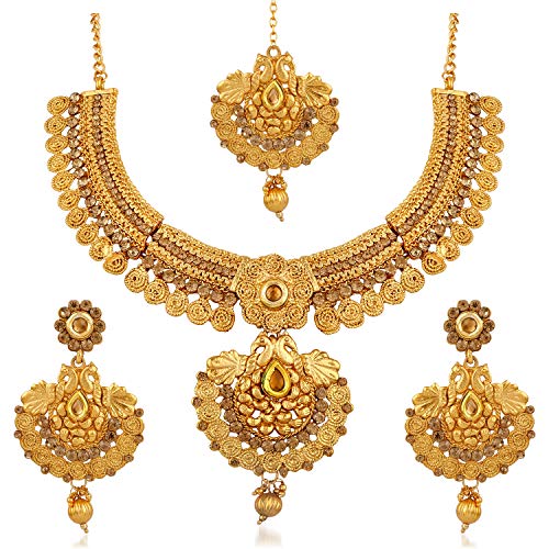 Buy APARA Gold Plated Traditional Necklace Set With Earring and ...