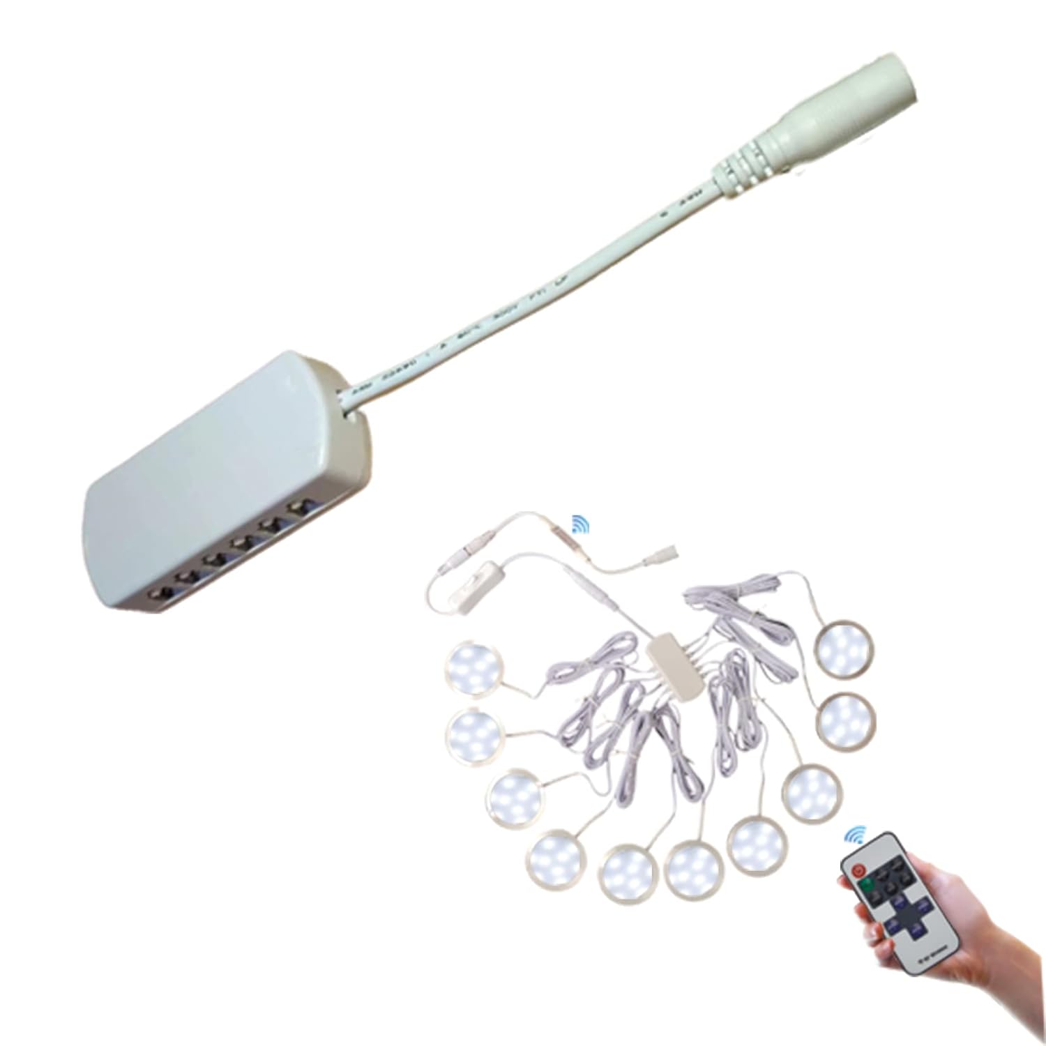 CRISETEK 12 in 1 White Splitter for Puck Lights Under Cabinet with 2 ...