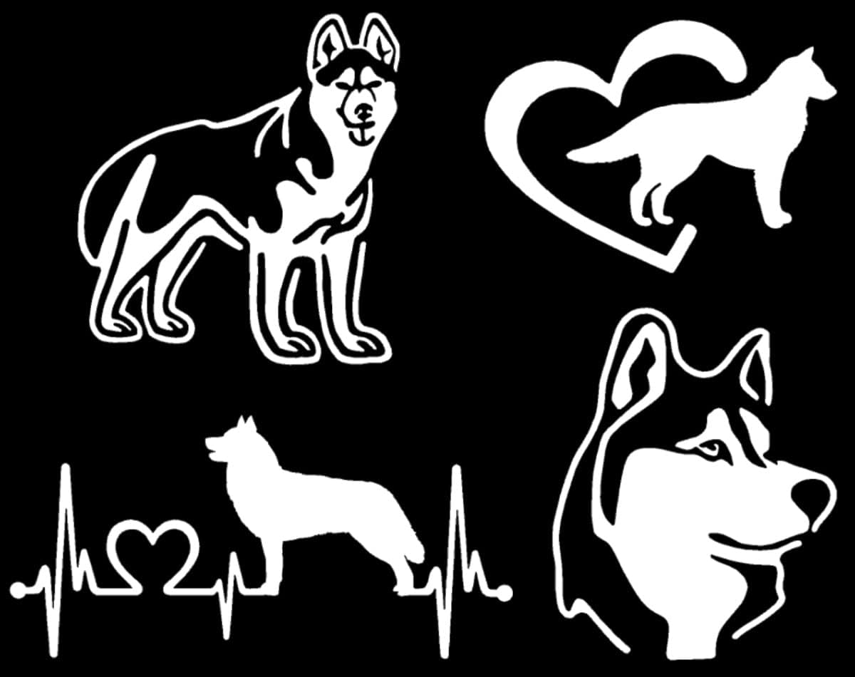 Amazon.com - Siberian Husky Decal Pack: Detailed, Heart, Face (Small 3. ...