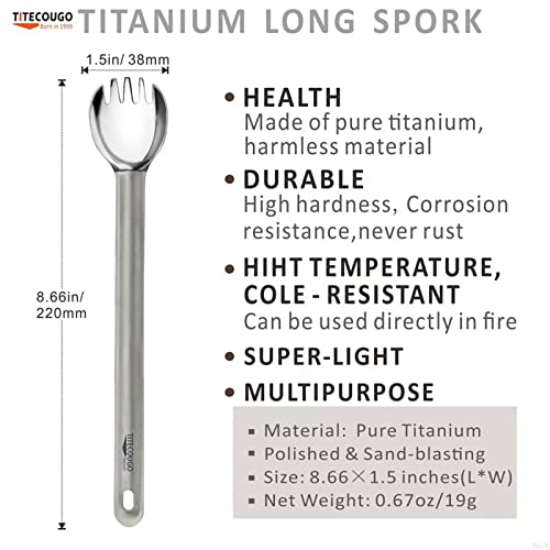 Multifunctional Outdoor Pure Titanium Tableware, Spork, Spoon and Long ...