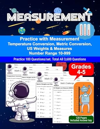 Measurement: Math Drill, Practice Book, Workbook, Metric, Weight ...