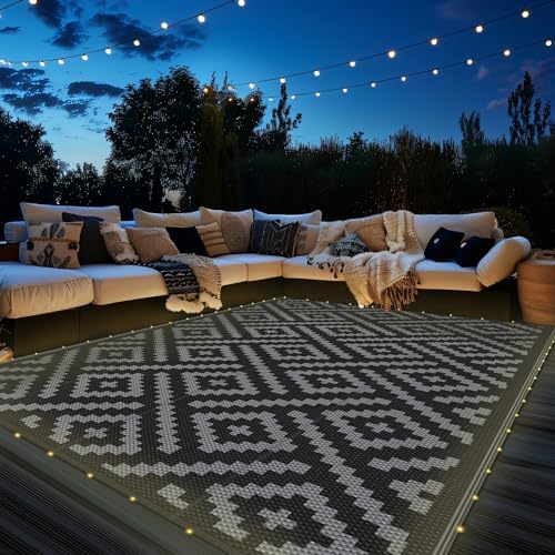 Amazon.com: GENIMO Outdoor Rug with LED Strip Lights, 6'x9' Waterproof ...