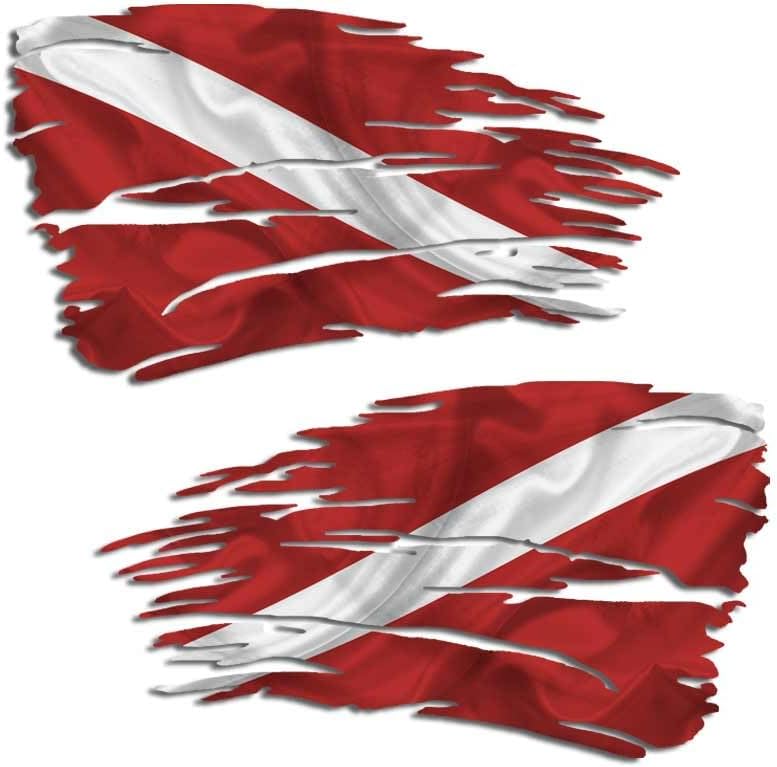 Amazon.com - Dive Flag Tattered Decal Set Scuba Diving Boat Distressed ...