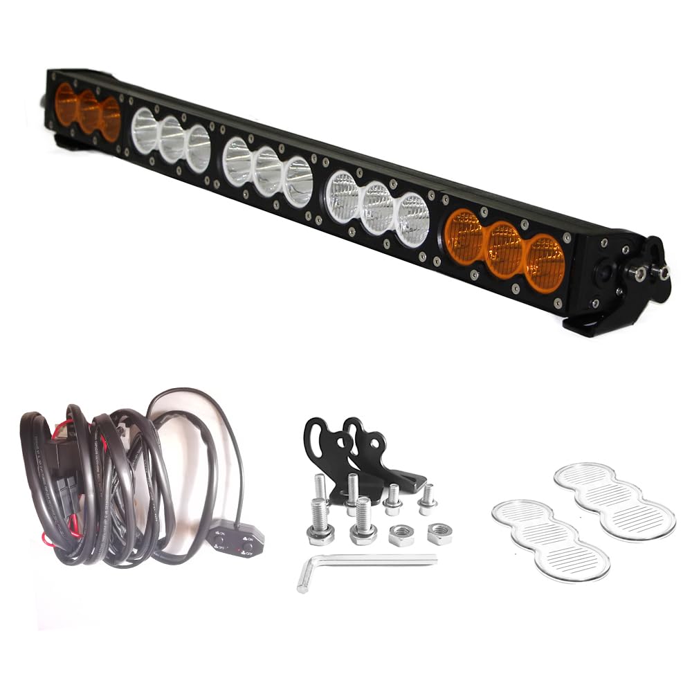 27 Inch LED Light Bar Dual Color Amber White Stroboflash led Lights ...