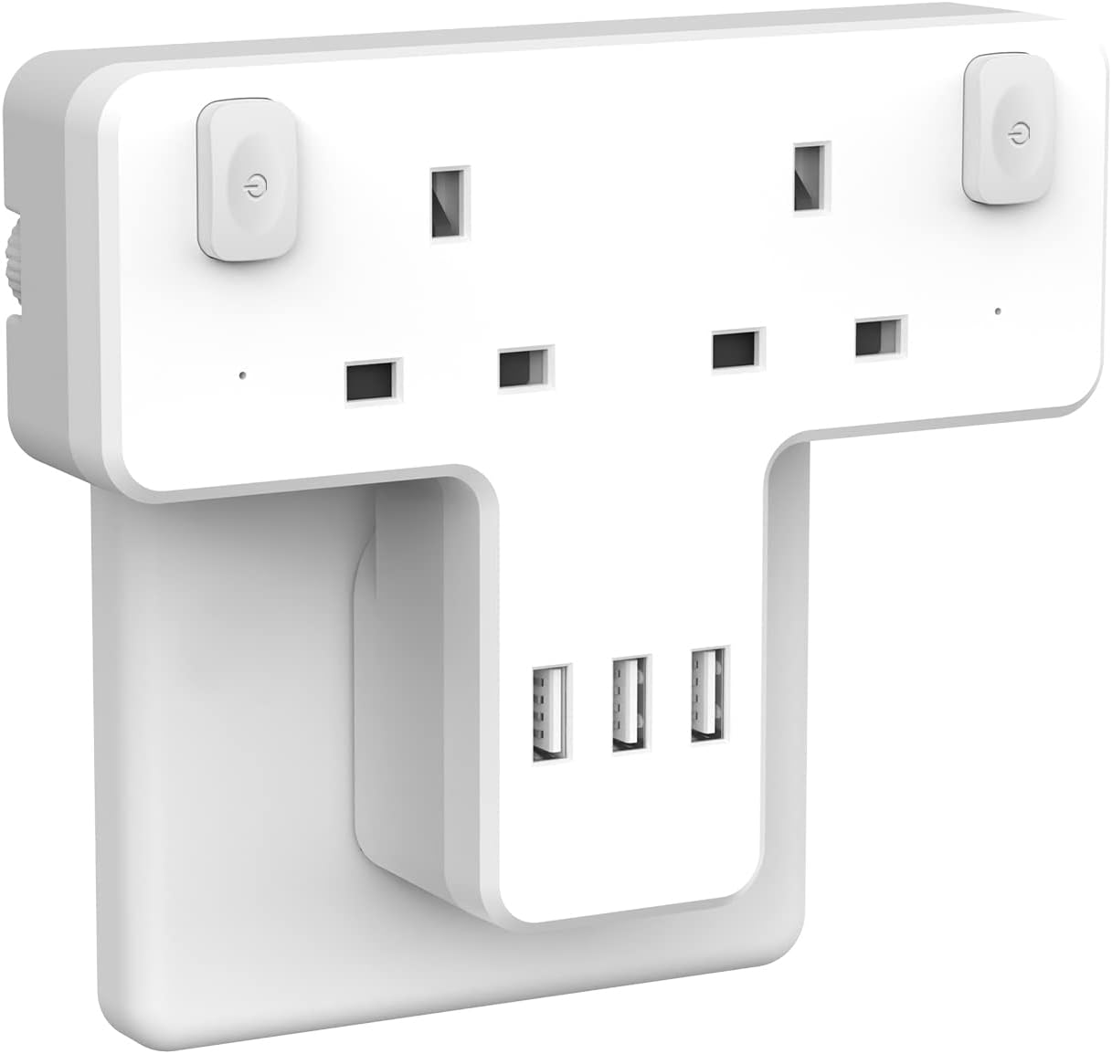Double Plug Adaptor with 3 USB, Multi Plug Extension with Individual ...