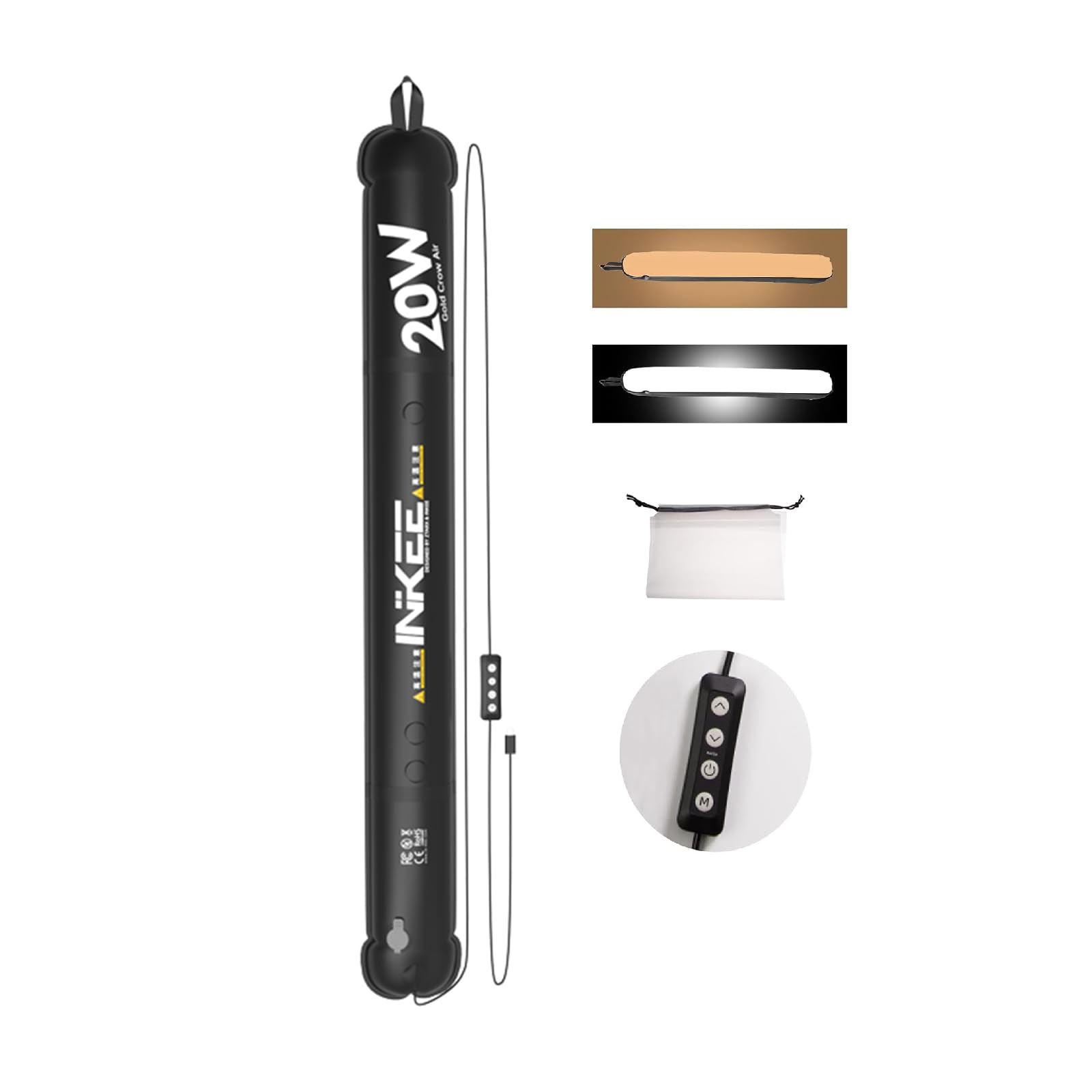 Amazon.com: INKEE Inflatable LED Tube Light GCA20U,20W USB BI-Color ...