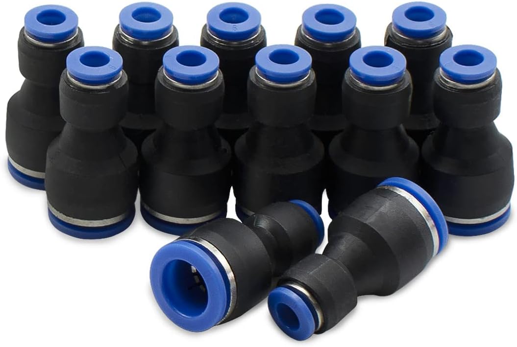 Bwintech 12 Pcs 6mm to 10mm Pneumatic Straight Reducing Push to Connect ...
