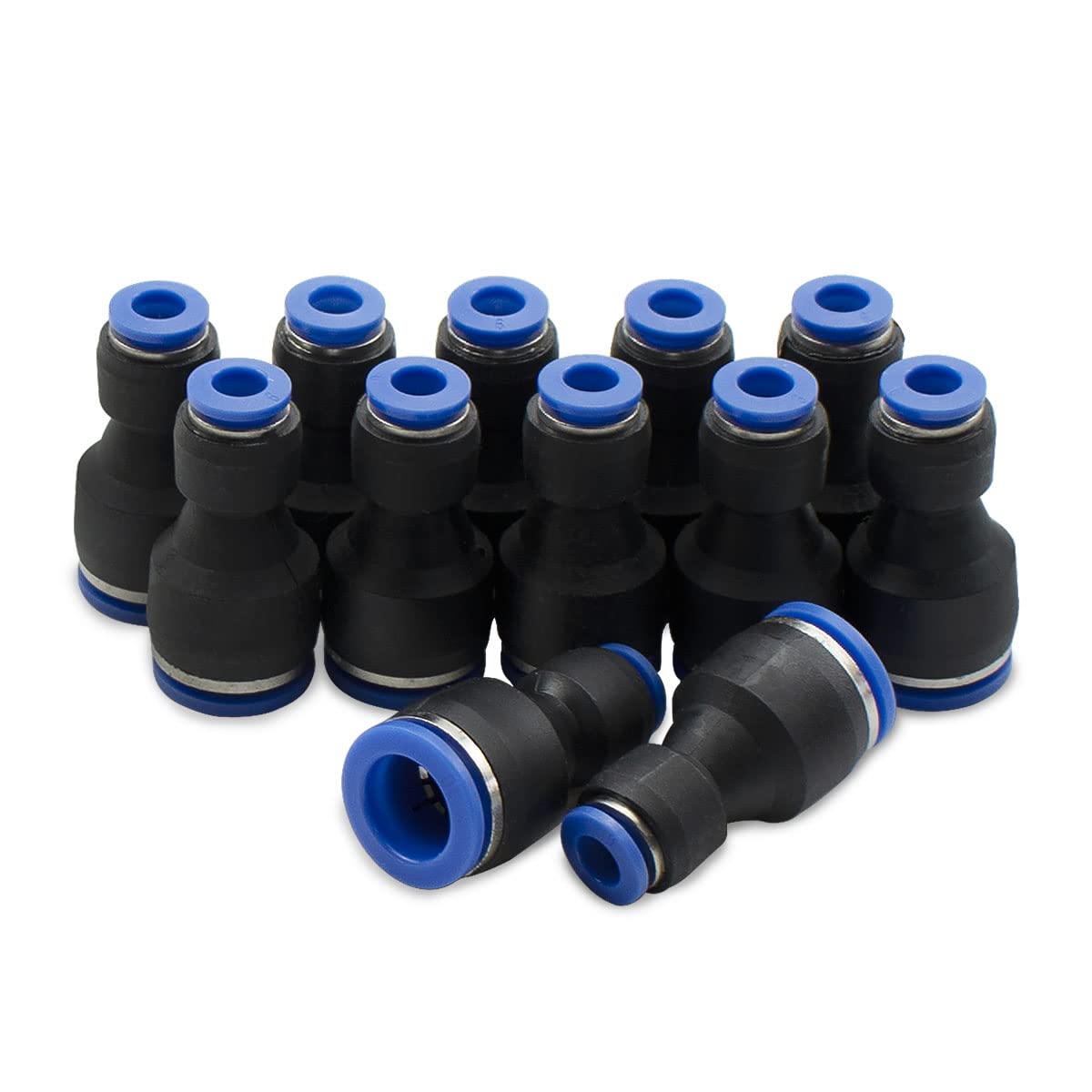 Bwintech 12 Pcs 6mm to 10mm Pneumatic Straight Reducing Push to Connect ...