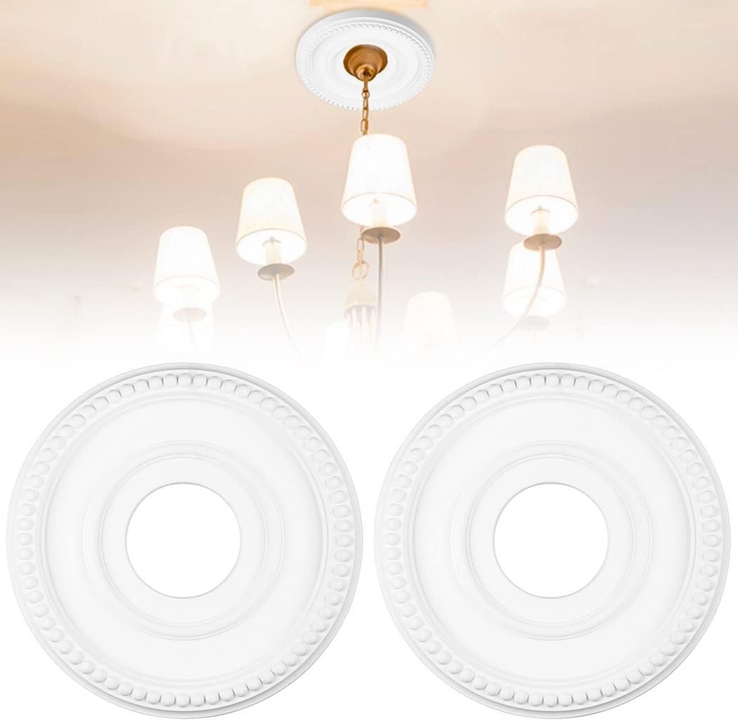Homaisson Ceiling Medallion, 2 Pcs Round Ceiling Light Medallions ...