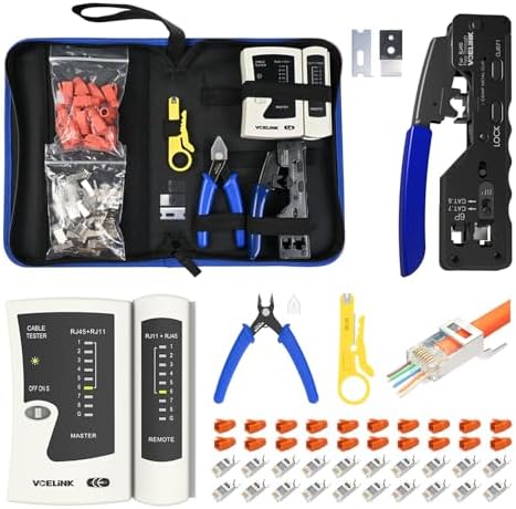 VCELINK Network Tool Set, RJ45 Crimping Tool with 20 x RJ45 Connectors ...