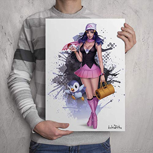 Pokemon Girl - Trainer Dawn with Piplup - Signed Manga Pinup Art Print ...