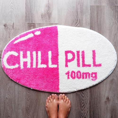 Amazon.com: Evovee Hot Pink Chill Pill Rug Funny Bath Mat Cute Bathroom ...