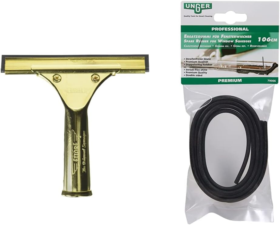 Ettore 6-inch Solid Brass Squeegee & UNGER Soft Rubber Squeegee Blade ...