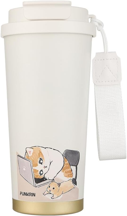 Amazon.com | Funkrin Coffee Travel Mug with Straw & Flip Lid, 16oz ...