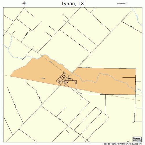Large Street & Road Map of Tynan, Texas TX - Printed poster size wall ...