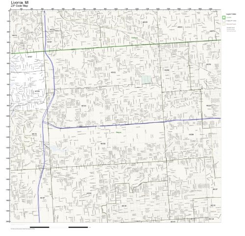 ZIP Code Wall Map of Livonia, MI ZIP Code Map Laminated: Amazon.com ...