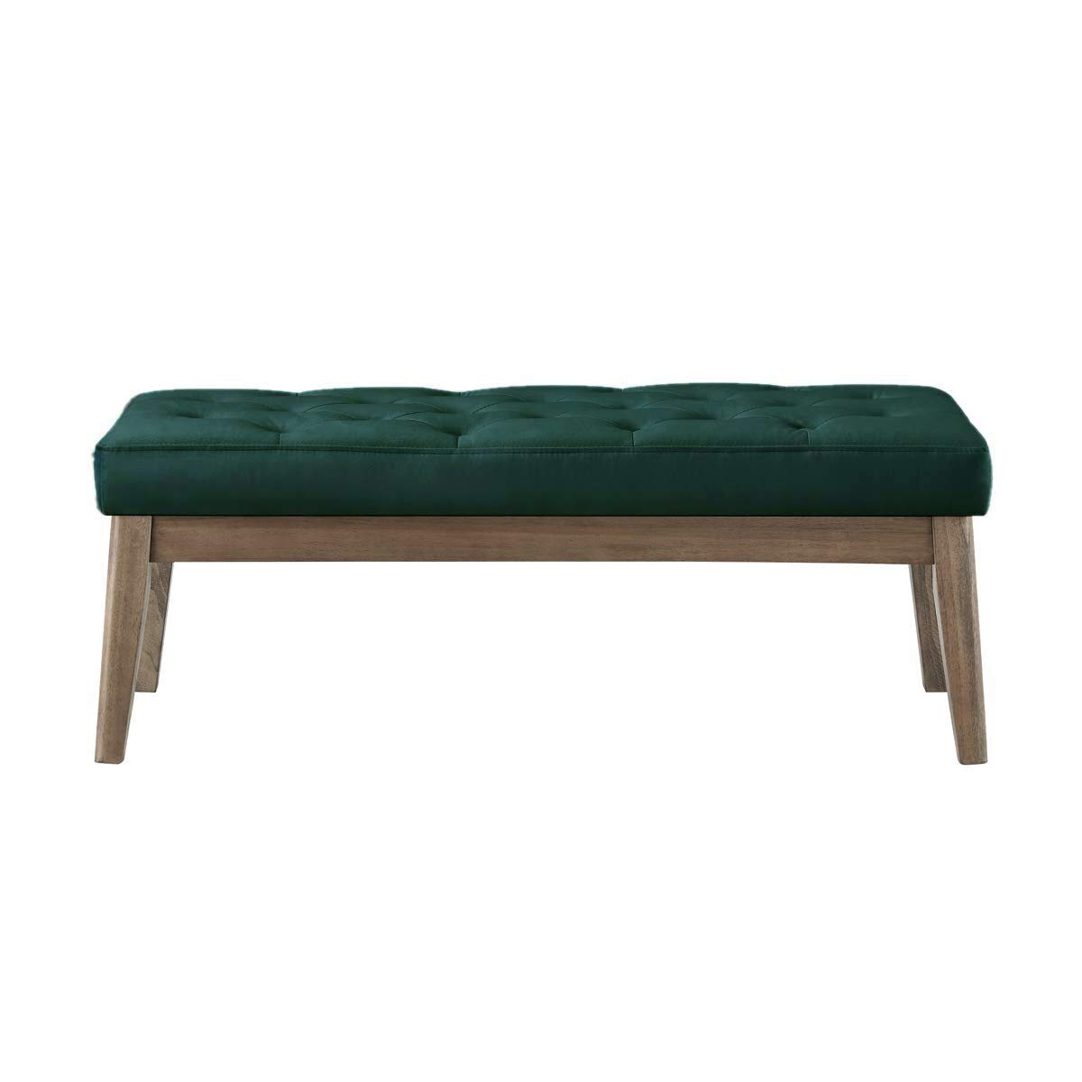 24KF Velvet Upholstered Tufted Bench with Solid Wood Leg,Ottoman with ...