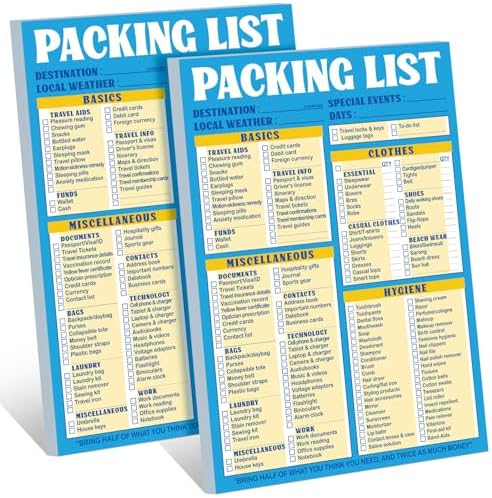 Amazon.com : Travel Packing List | 8" x 11" Notepad | 40 Thick Premium ...