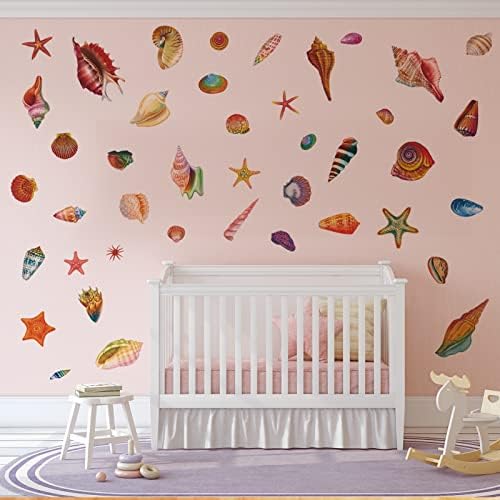 Amazon.com: Wall Sticker Seashells and Starfish Colorful Removable and ...